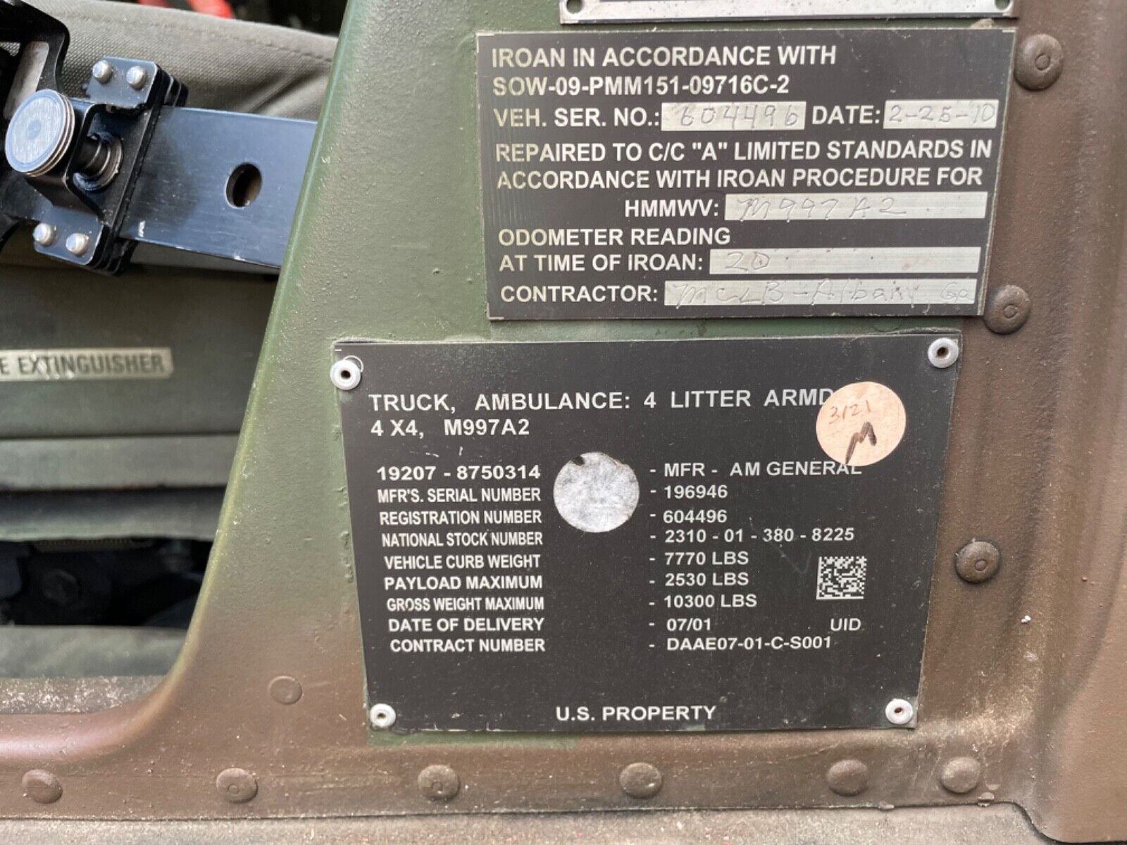 2001 AM General M997a2 6.5L Diesel Hmmwv New X-Doors, Humvee H1 Hummer ...